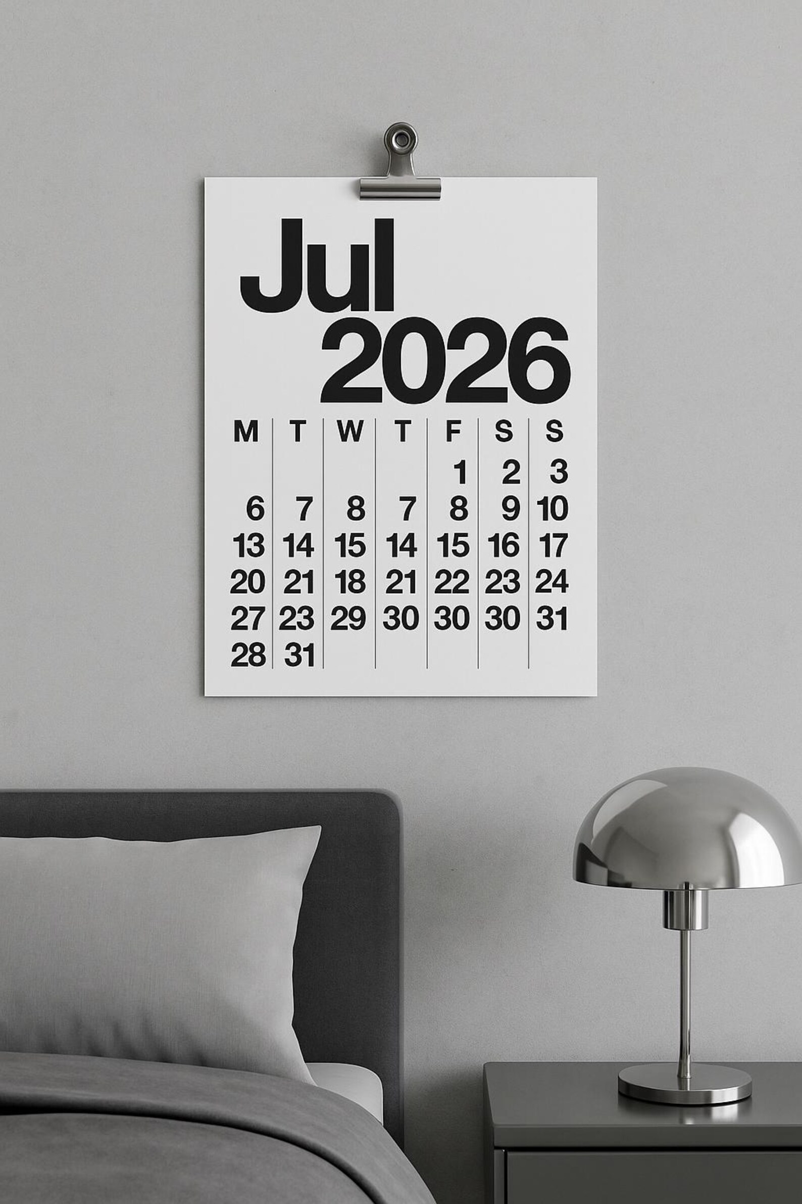 2026 Minimalist Calendar | Mid-century Modern Printable (UK Format) - Etsy