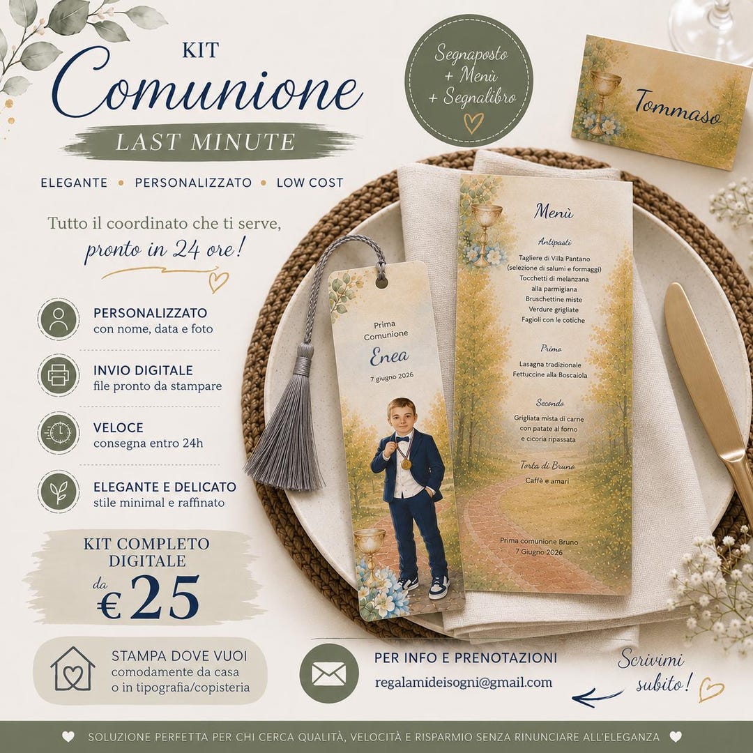 Personalized First Communion Kit | Menu + Place Card + Bookmark With ...