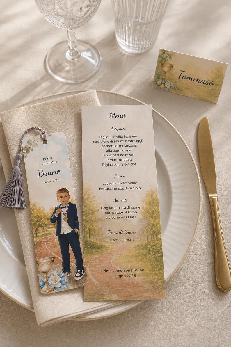 Personalized First Communion Kit | Menu + Place Card + Bookmark With ...