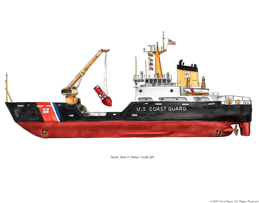 USCG WLB 215 Black Hull, Coast Guard Watercolor Print, 8x10 - Etsy