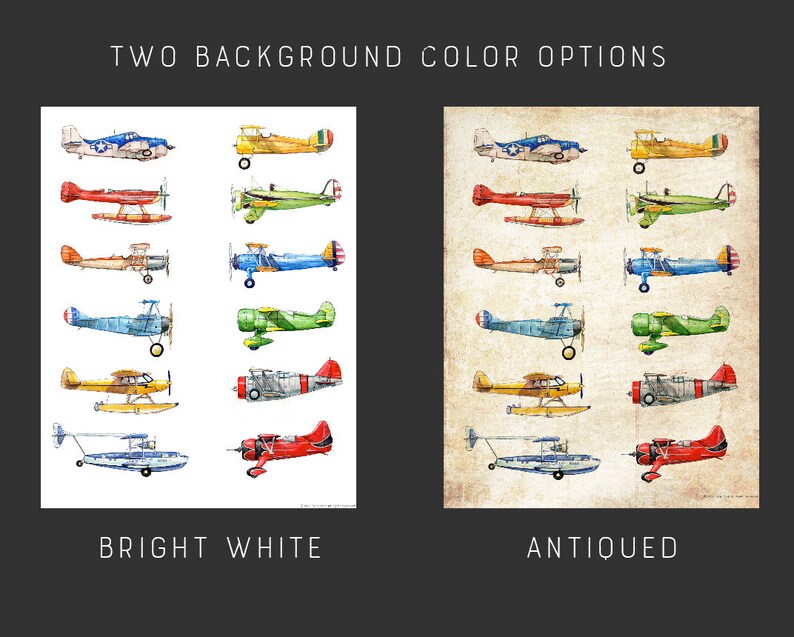 Vintage Airplane Collection Watercolor Print - Etsy