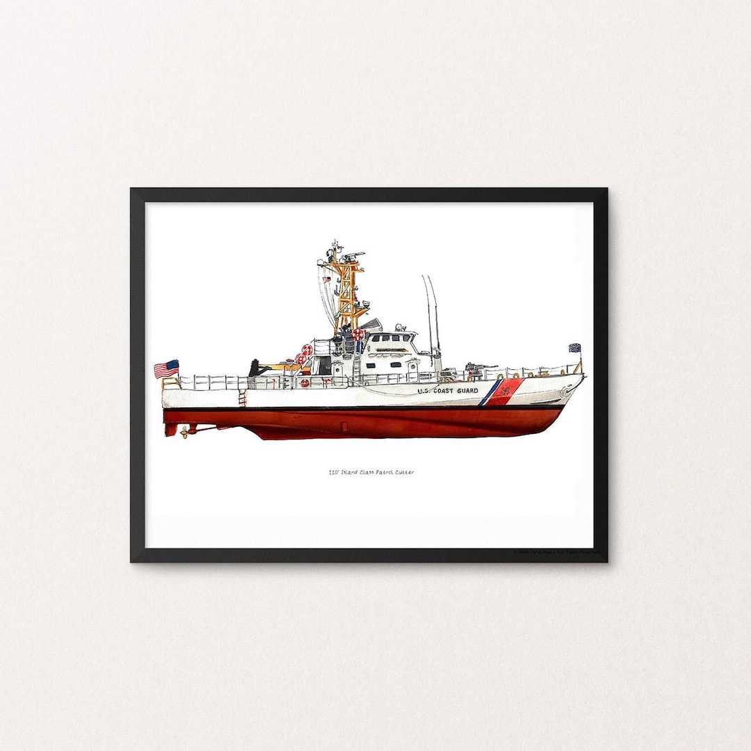 USCG 110' Island Class Patrol, Coast Guard Watercolor Print, 8x10" - Etsy
