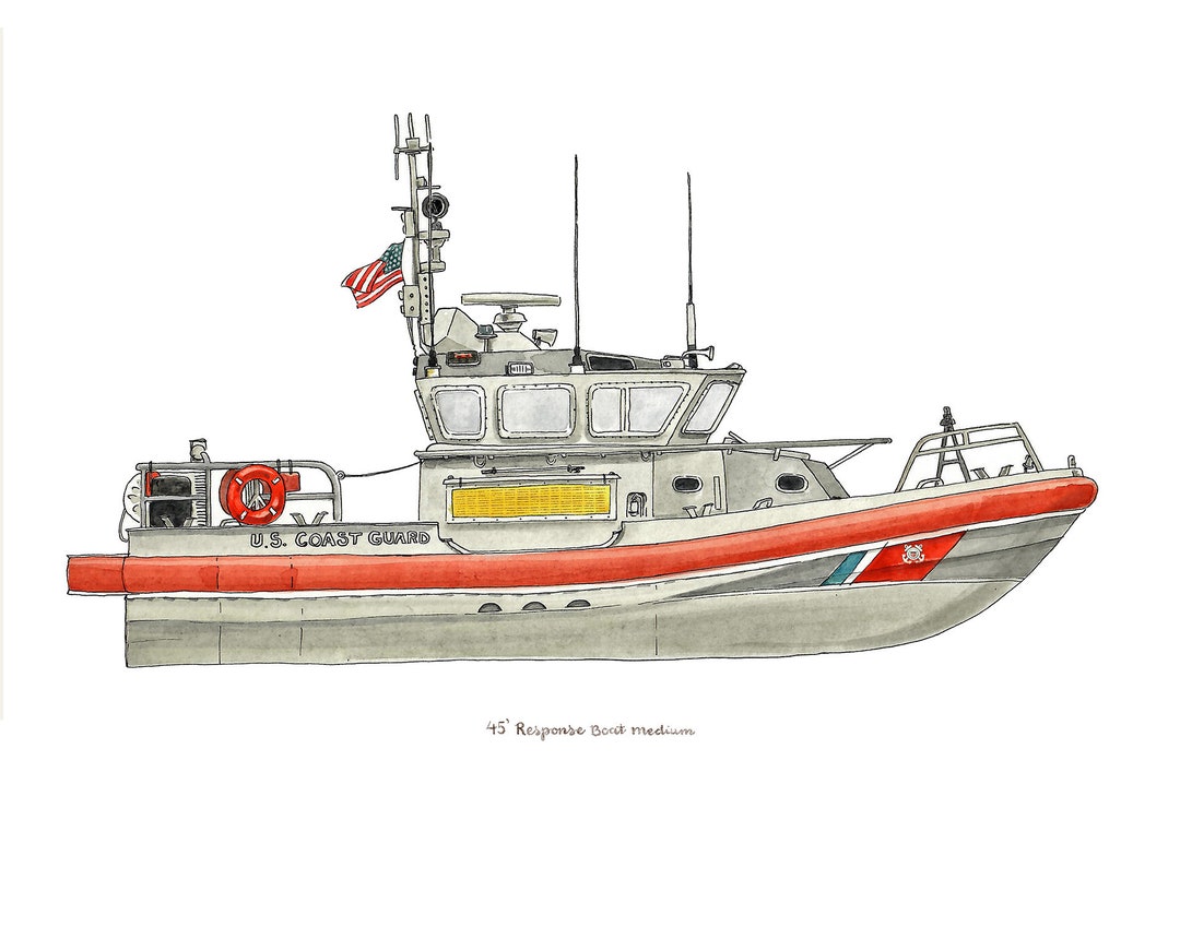 USCG 45' RBM, Coast Guard Watercolor Print, 8x10" - Etsy
