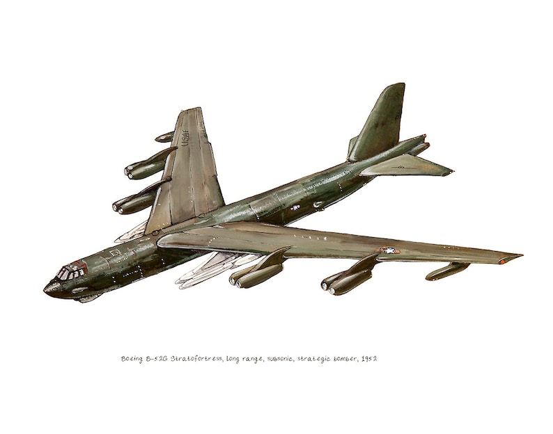 B-52 G Stratofortress Bomber Airplane Watercolor Print | Etsy