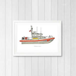 USCG 45' RBM, Coast Guard Watercolor Print, 8x10" - Etsy