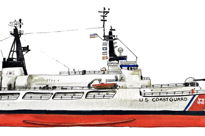 378 Cutter USCG Ship, Coast Guard Watercolor Print, 8x10" - Etsy