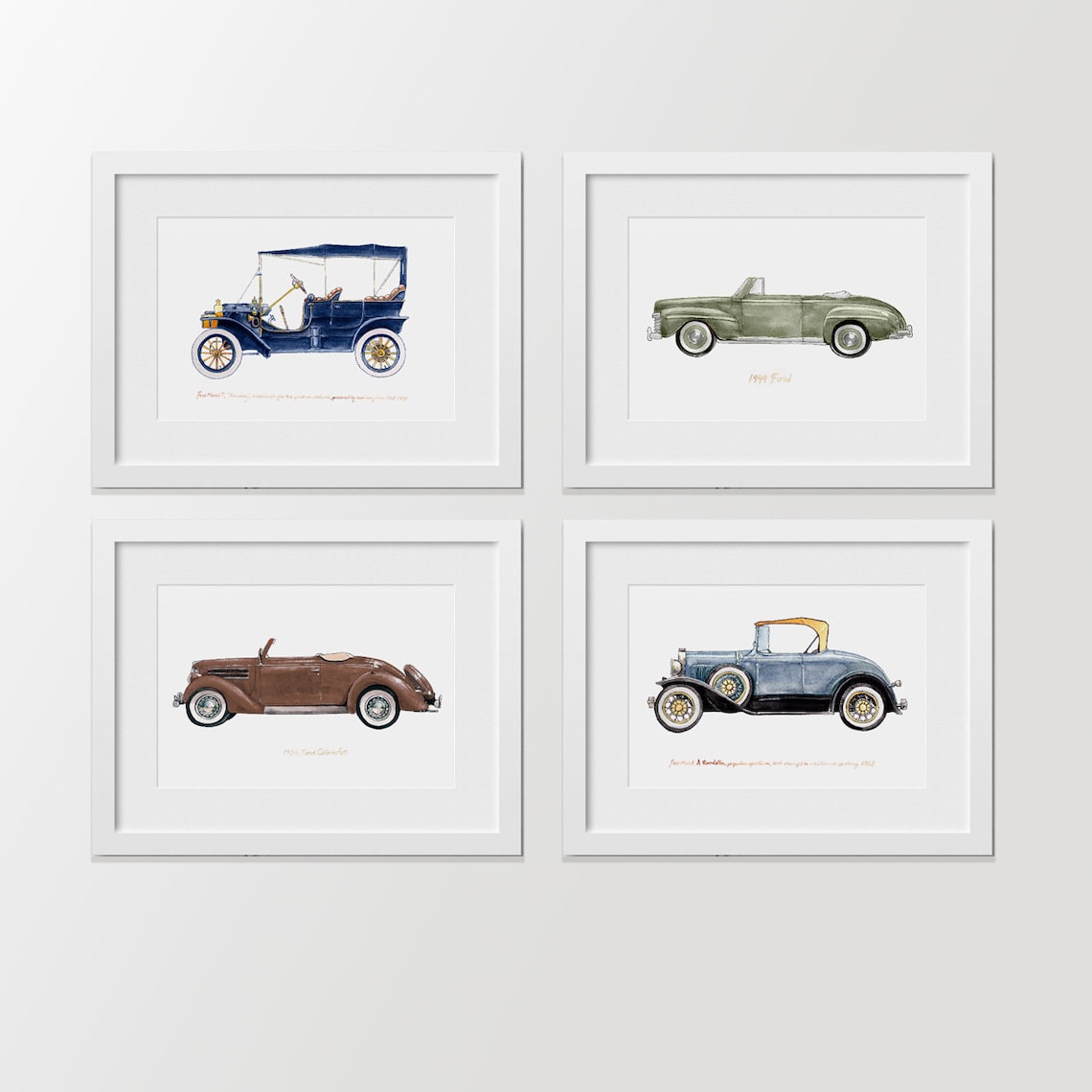 Pale Color Palette Antique Ford Car Collection | Etsy