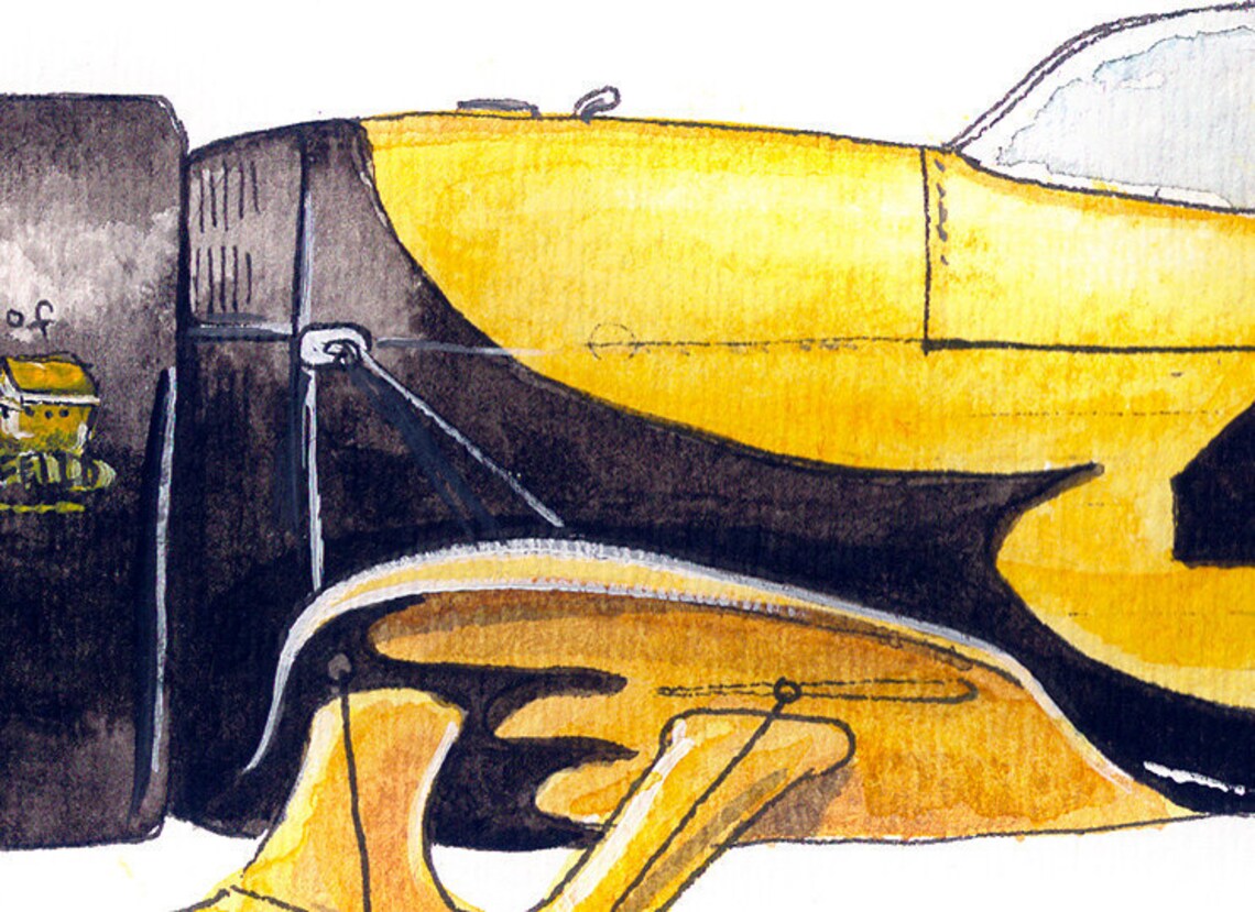 Gee Bee Z wasp Vintage Racing Watercolor Print | Etsy