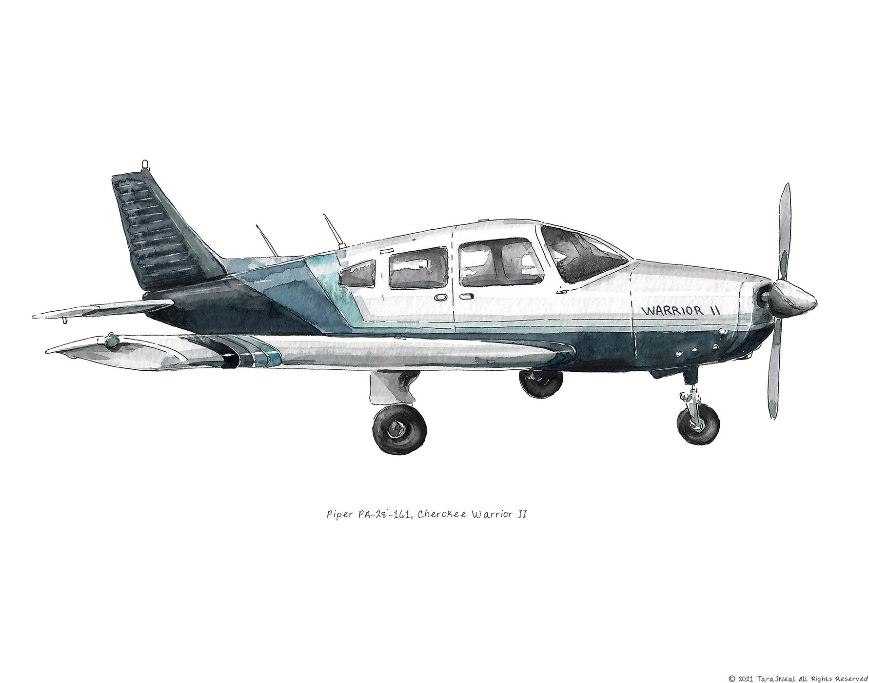 Piper PA-28-161 Cherokee Warrior II Airplane Watercolor Print, 8x10" - Etsy