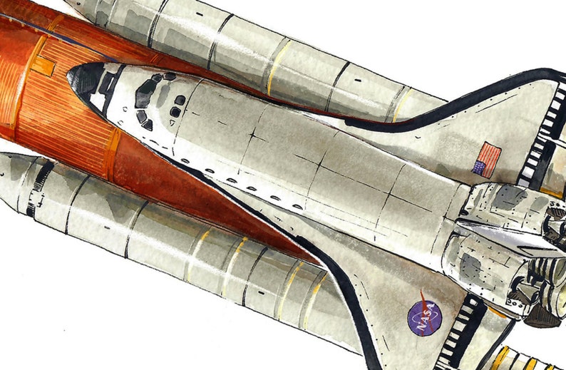 Atlantis Space Shuttle Watercolor Print, 8x10" - Etsy