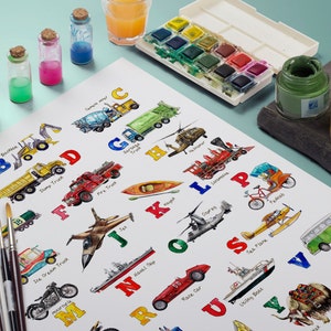 ABC Things That Go! Transportation Art Print - Etsy