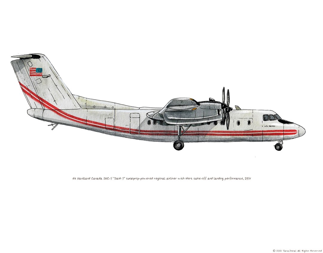 US Army DHC-7 "dash" Airplane Watercolor Print, 8x10" - Etsy