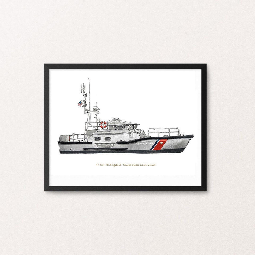 47 Foot MLB, United States Coast Guard Lifeboat Watercolor Print, 8x10 ...