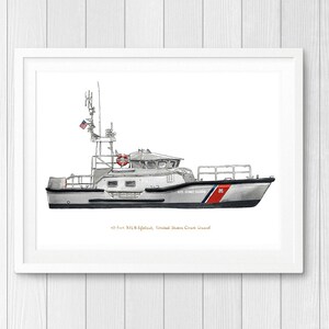 47 Foot MLB, United States Coast Guard Lifeboat Watercolor Print, 8x10 ...