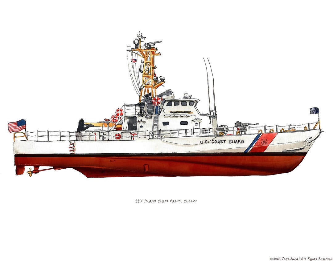 USCG 110' Island Class Patrol, Coast Guard Watercolor Print, 8x10 - Etsy