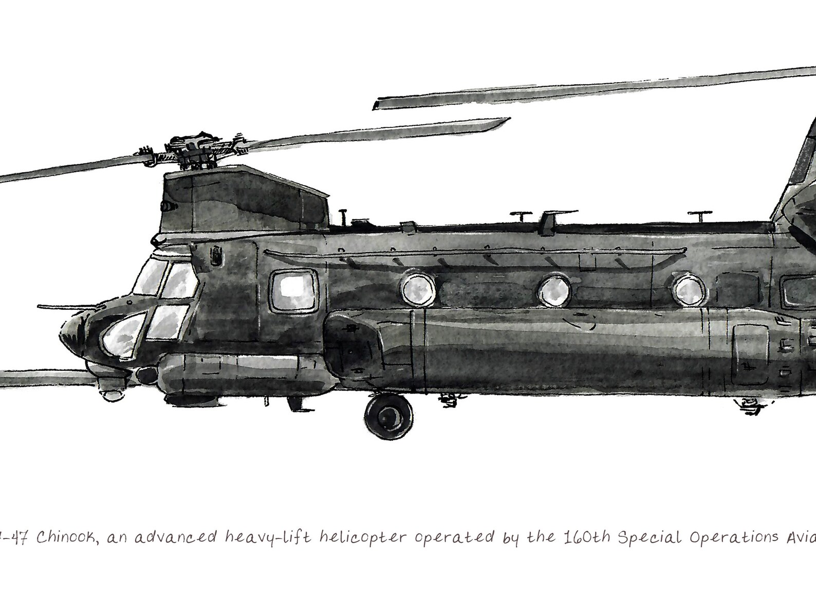 MH-47 Chinook, US Army Aviation Watercolor Print, 8x10" - Etsy