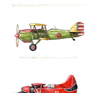 Hall's Bulldog Racer Vintage Airplane Watercolor Print, 8"x10" - Etsy