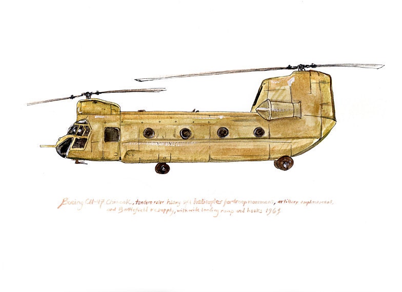 CH-47 Chinook Us Army Aviation Watercolor Print 8x10 | Etsy