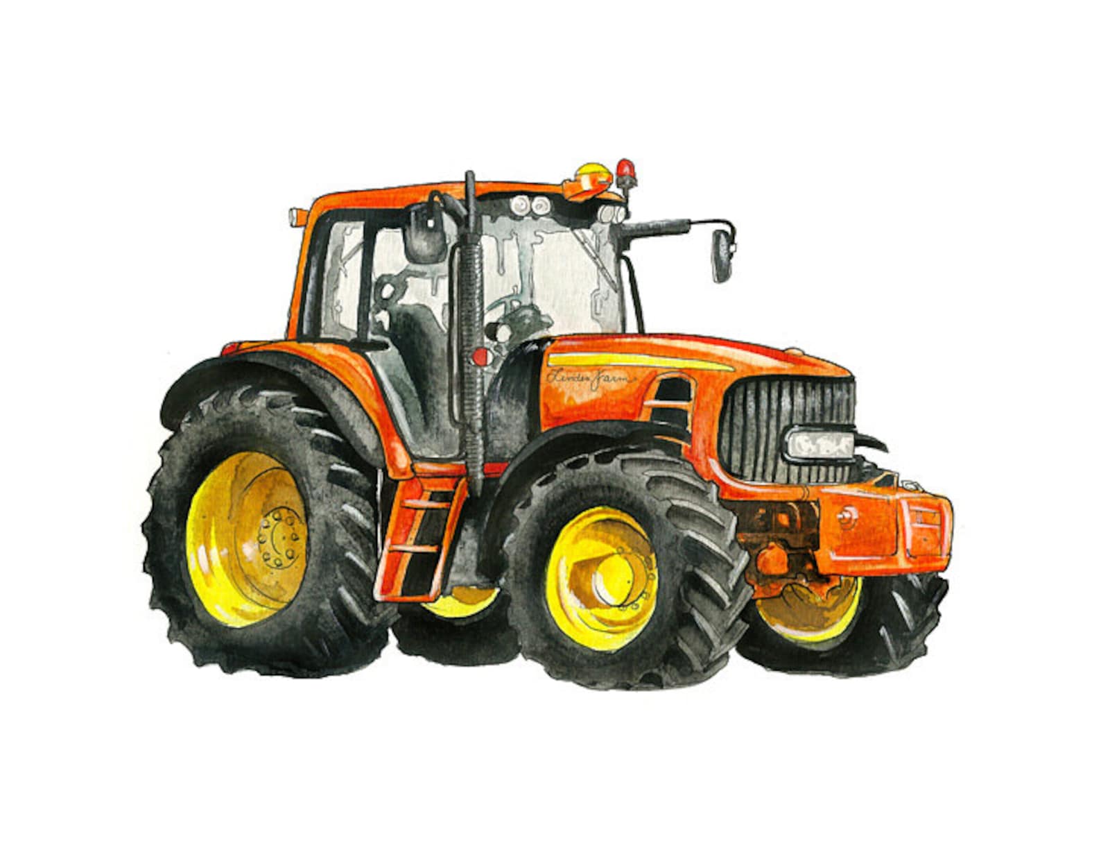 Orange Farm Tractor Heavy Duty Watercolor Print 8x10 - Etsy
