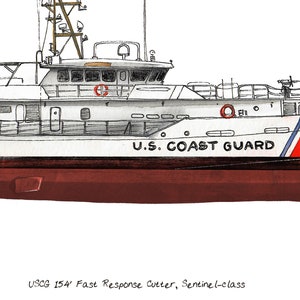 USCG 154' Sentinel-class Cutter, Coast Guard Watercolor Print, 8x10" - Etsy