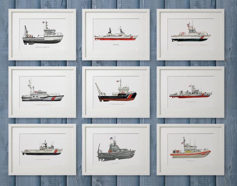 378 Cutter USCG Ship, Coast Guard Watercolor Print, 8x10" - Etsy