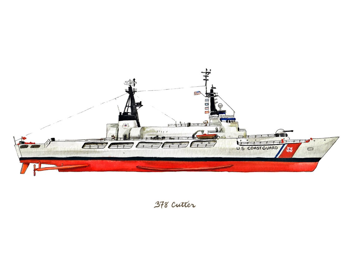 378 Cutter USCG Ship Coast Guard Watercolor Print 8x10 - Etsy