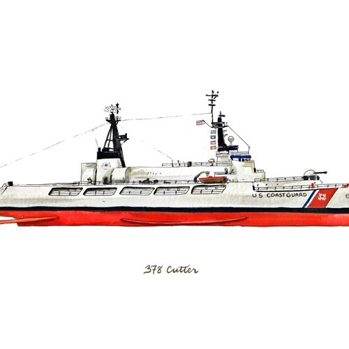 USCG 45' RBM Coast Guard Watercolor Print 8x10 - Etsy