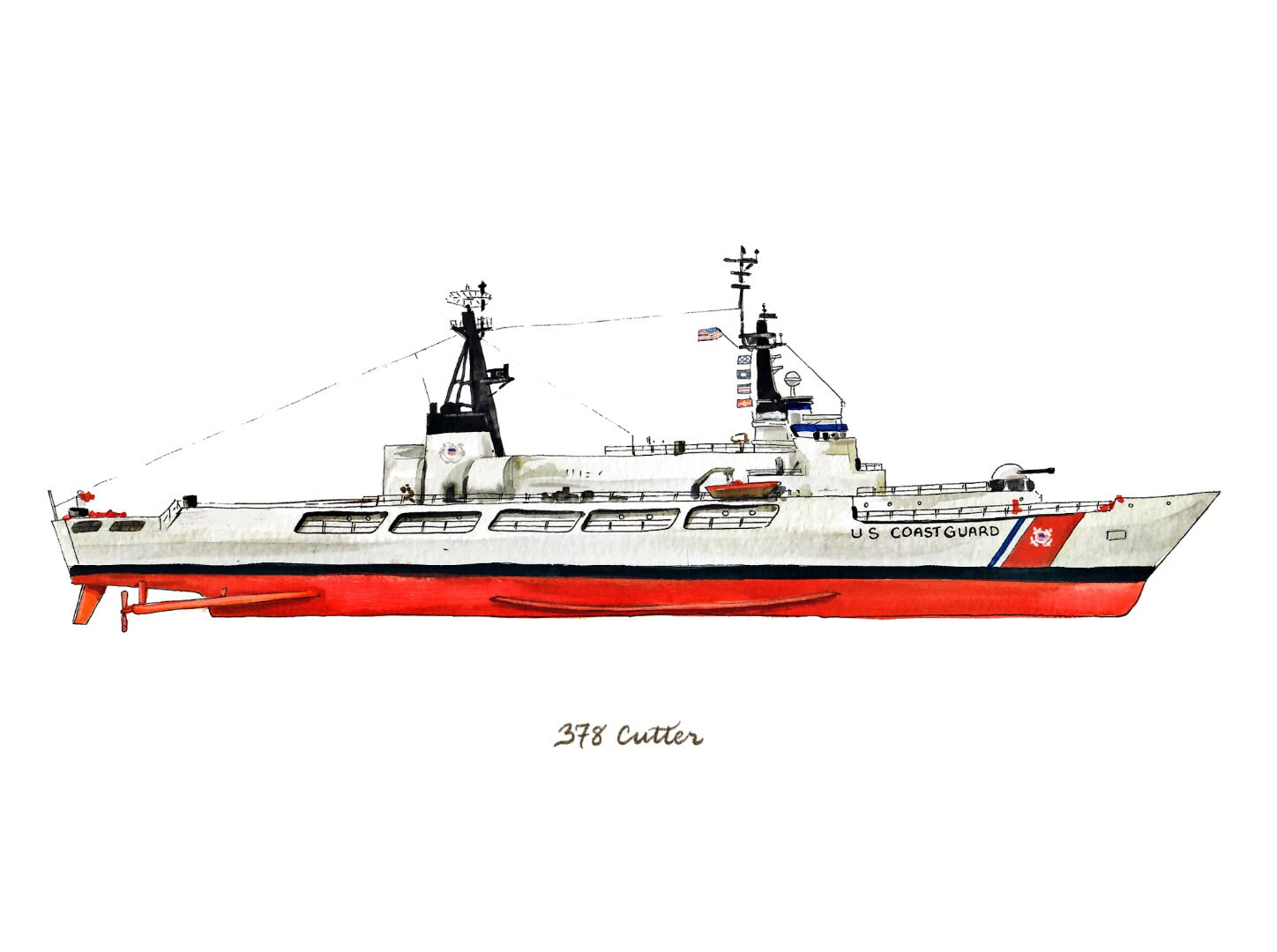 378 Cutter USCG Ship Coast Guard Watercolor Print 8x10 - Etsy Canada