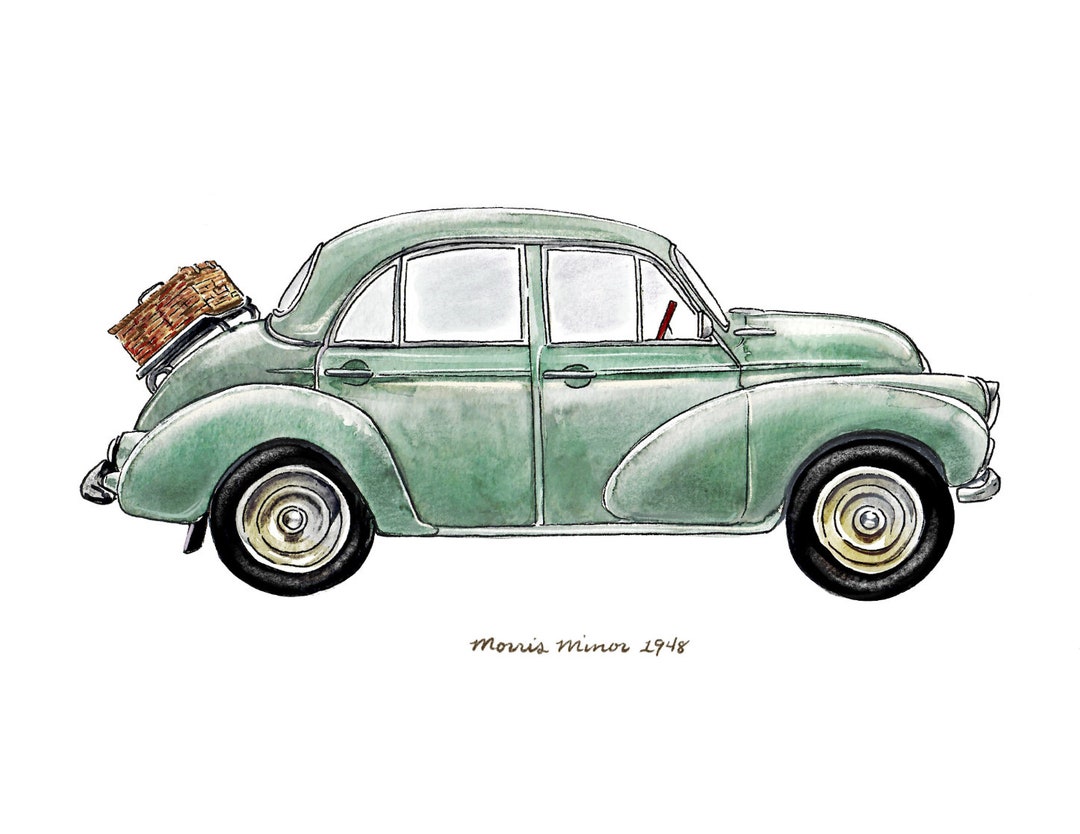Morris Minor 1948, Vintage Automobile Watercolor Print, 8x10" - Etsy