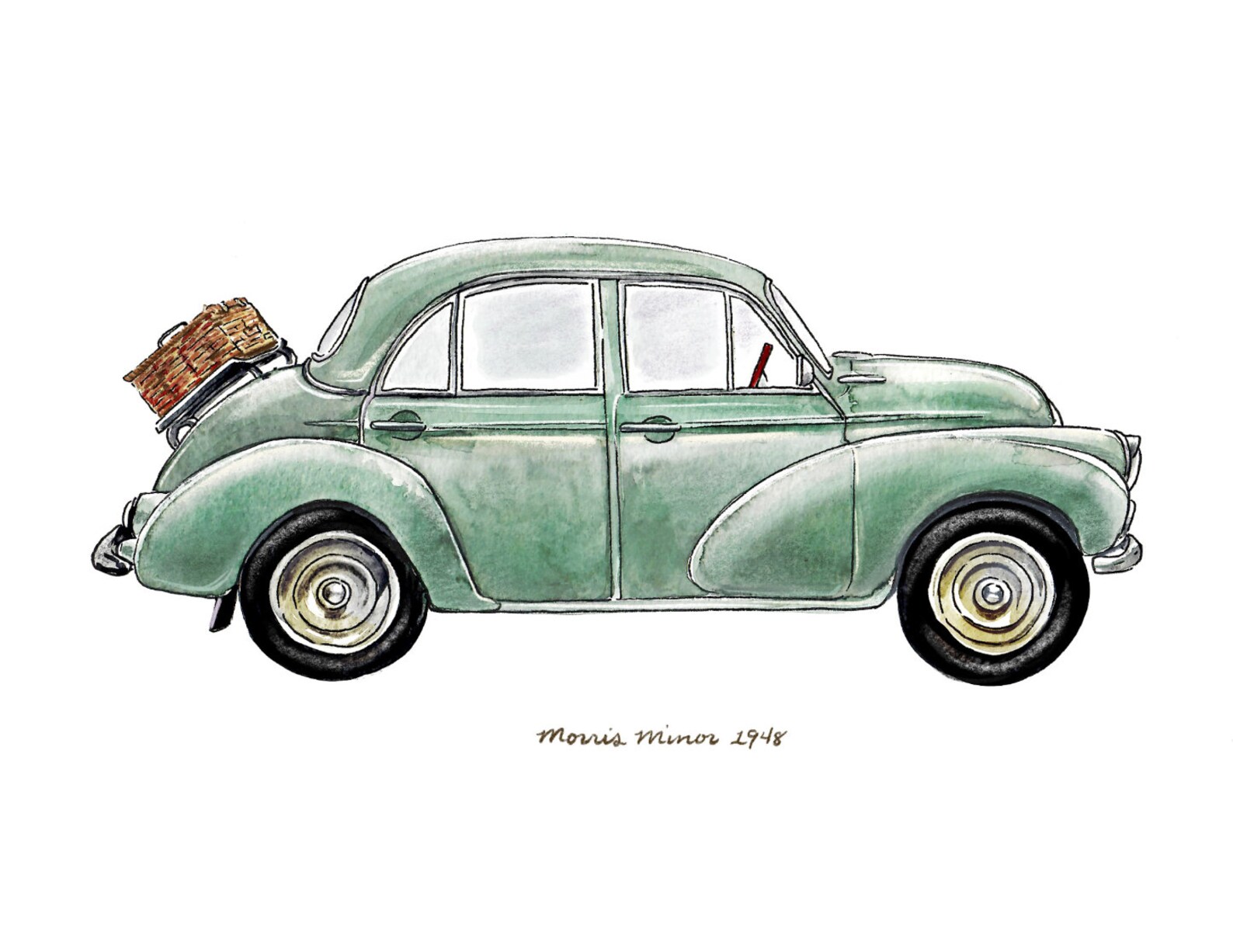 Morris Minor 1948 Vintage Automobile Watercolor Print - Etsy