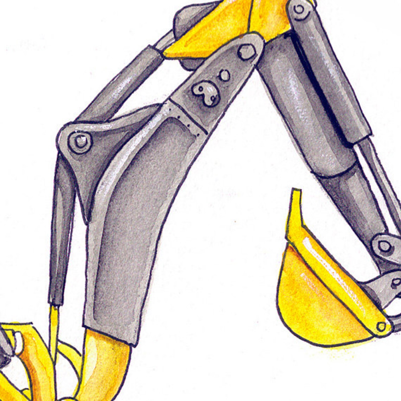 Backhoe Loader construction watercolor print 8x10 | Etsy