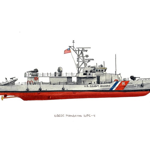 USCG 45' RBM Coast Guard Watercolor Print 8x10 - Etsy