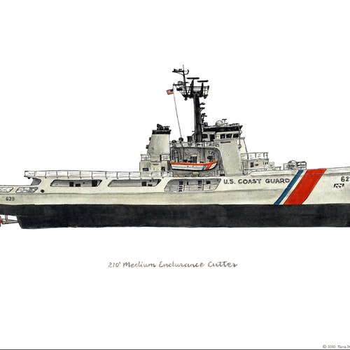 USCG 45' RBM Coast Guard Watercolor Print 8x10 - Etsy Canada