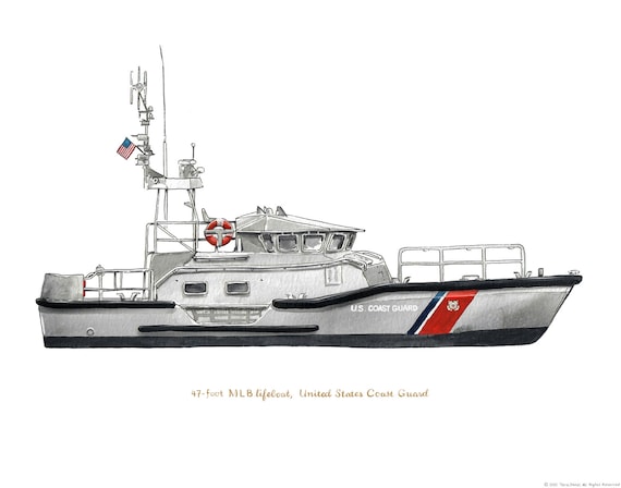 47 Foot MLB United States Coast Guard Lifeboat Watercolor - Etsy