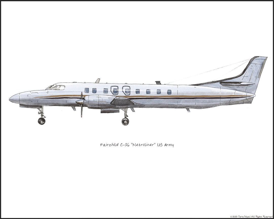 Fairchild C-26 "metroliner" Airplane Watercolor Print, 8"x10" - Etsy