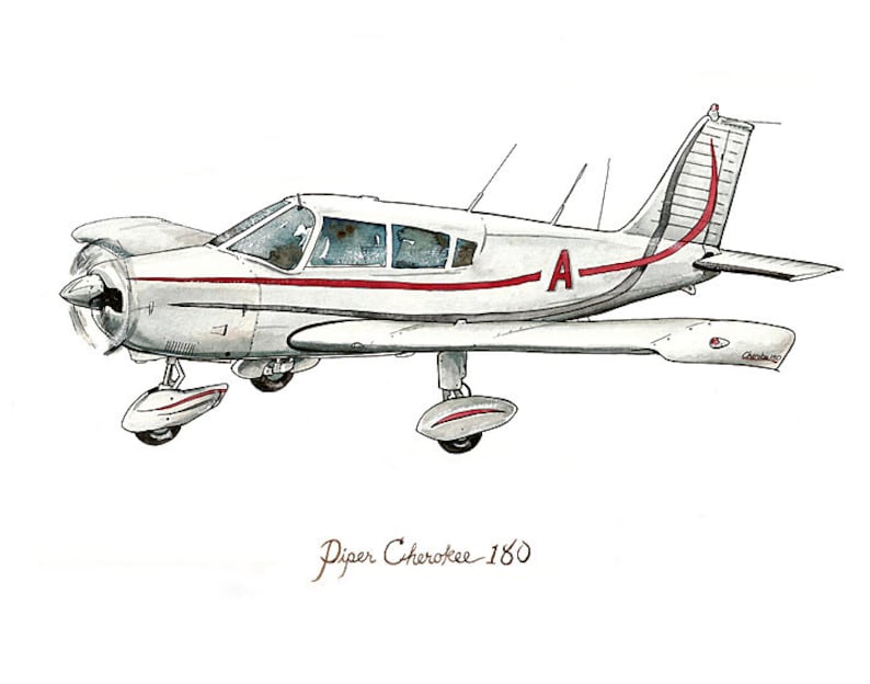 Piper Cherokee Airplane Watercolor Print, 8x10" - Etsy