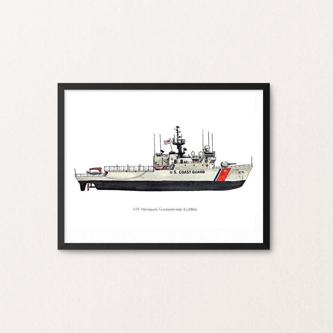 USCG Medium Endurance Cutter WMEC Famous 270', Coast Guard Watercolor ...