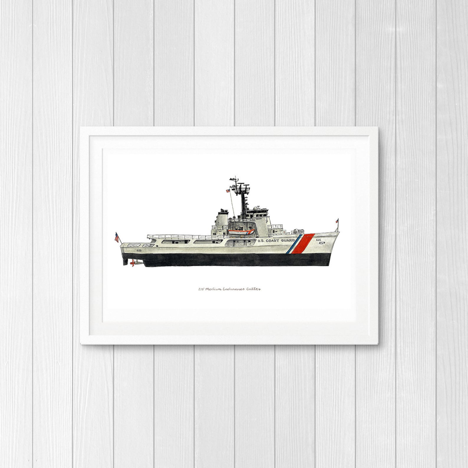 USCG Medium Endurance Cutter WMEC 210', Coast Guard Watercolor Print ...