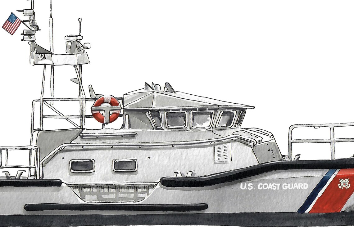 47 Foot MLB, United States Coast Guard Lifeboat Watercolor Print, 8x10 ...