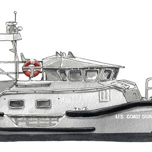 47 Foot MLB, United States Coast Guard Lifeboat Watercolor Print, 8x10 ...