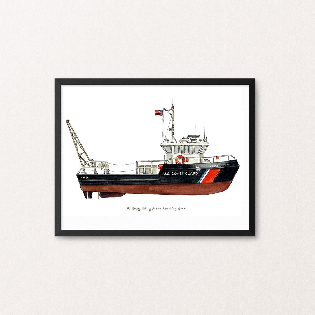 USCG 49' BUSL BOUY Boat, Coast Guard Watercolor Print, 8x10" - Etsy