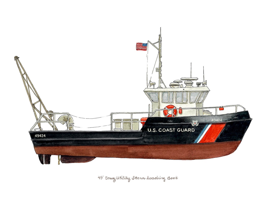 USCG 49' BUSL BOUY Boat Coast Guard Watercolor Print - Etsy UK