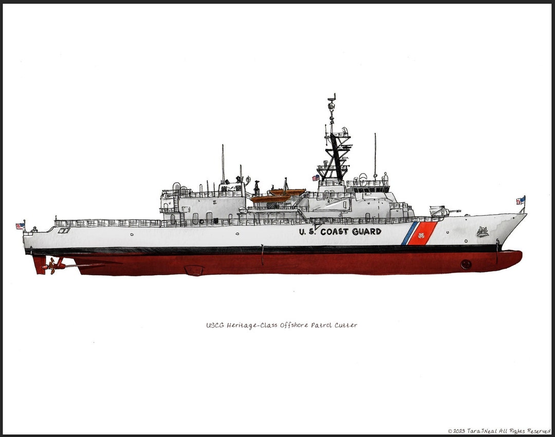 USCG Heritage-class Offshore Patrol Cutter, Coast Guard Watercolor ...