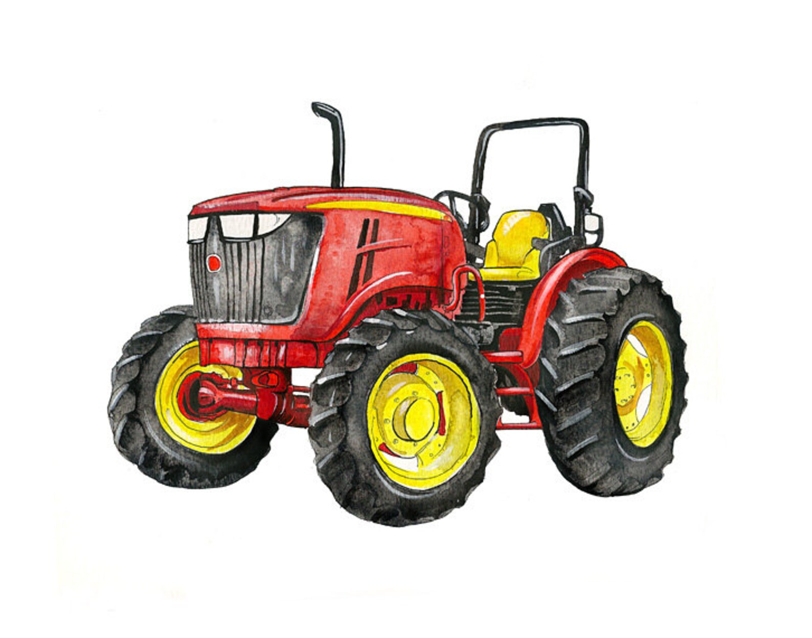 Colorful Farm Tractors Watercolor Print Set - Etsy