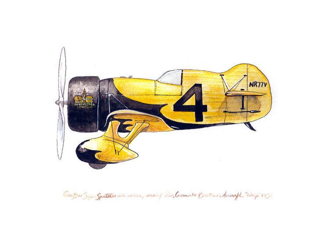 Gee Bee Z "wasp", Vintage Racing Watercolor Print, 8x10" - Etsy