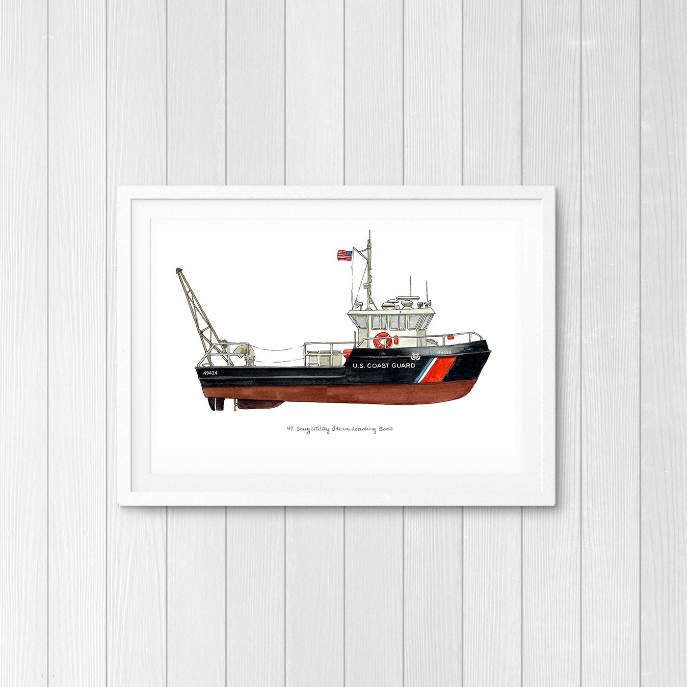 USCG 49' BUSL BOUY Boat, Coast Guard Watercolor Print, 8x10" - Etsy UK