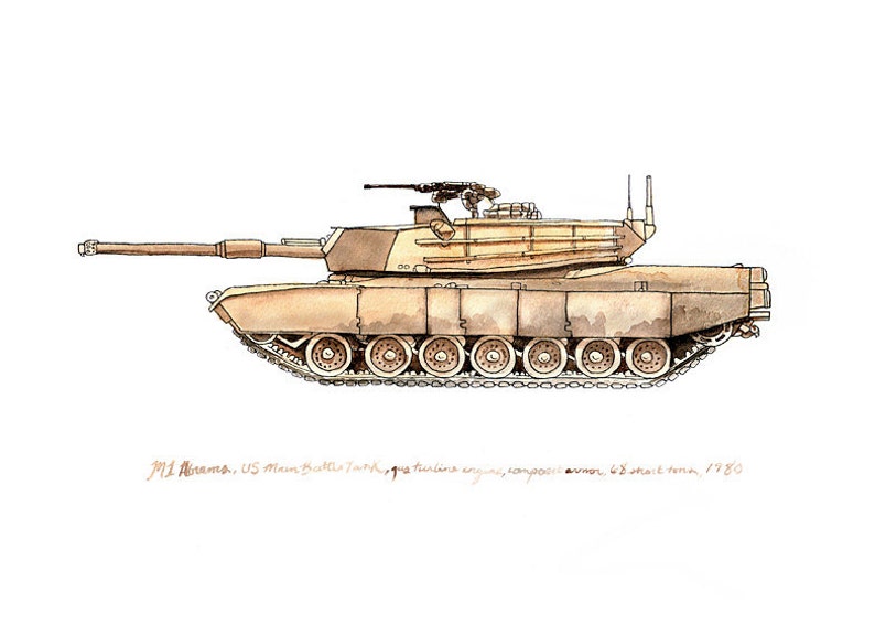 M1A1 Abrams Us Army Tank Watercolor Print 8x10 | Etsy
