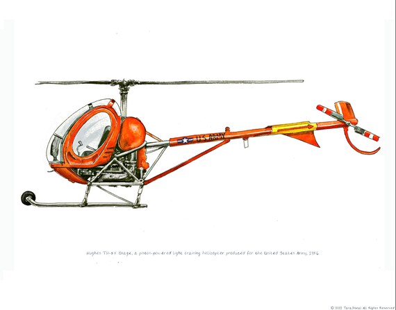 TH-55 Osage US Army Aviation Training Helicopter Watercolor - Etsy