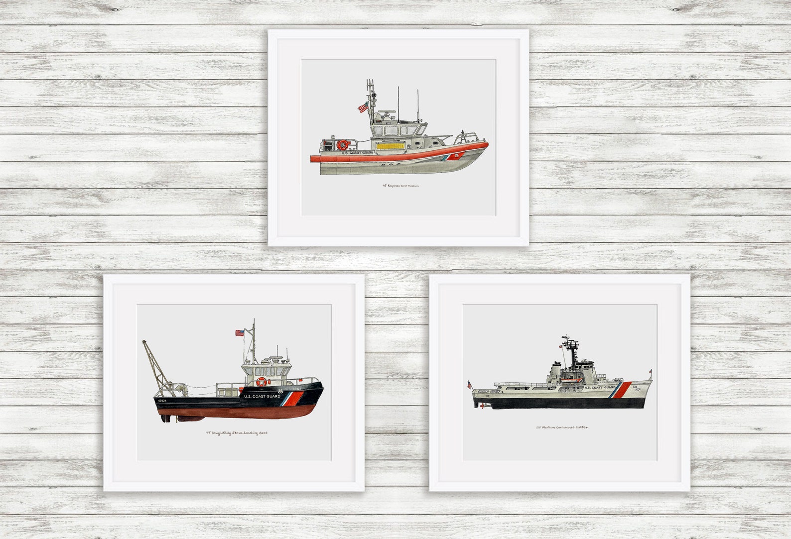 USCG 45' RBM Coast Guard Watercolor Print 8x10 - Etsy