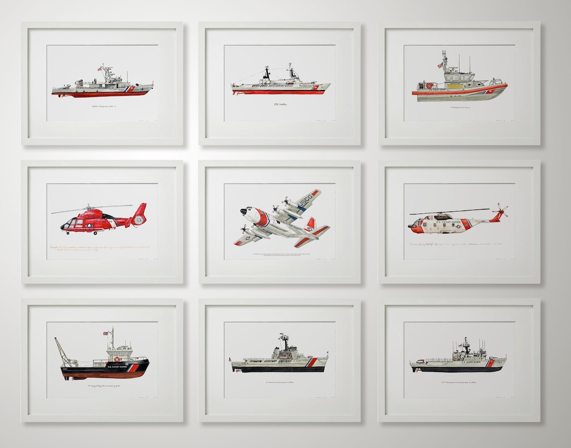USCG Medium Endurance Cutter WMEC 210', Coast Guard Watercolor Print ...